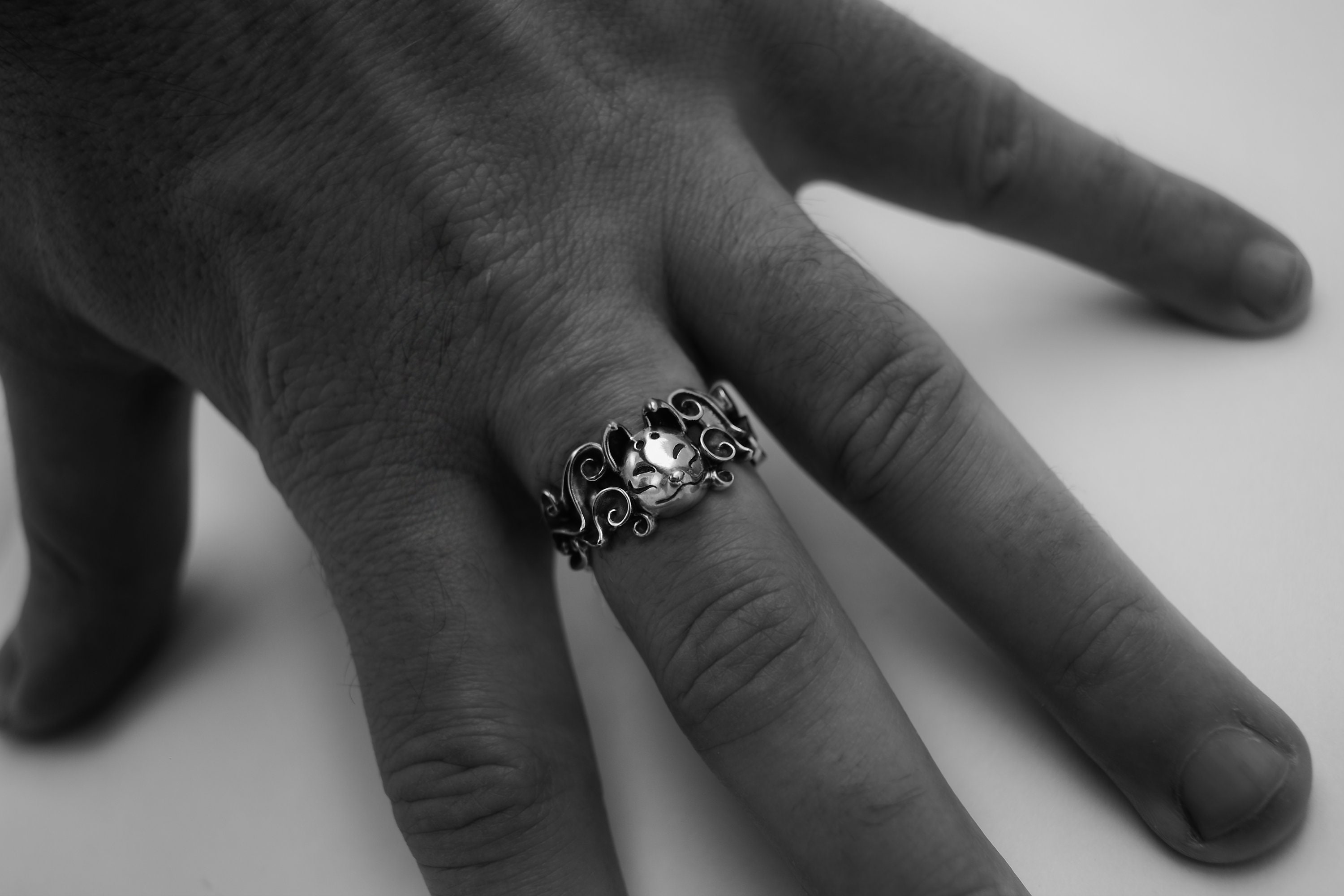 Kitsune Mask Ring Unisex Silver Ring | Etsy