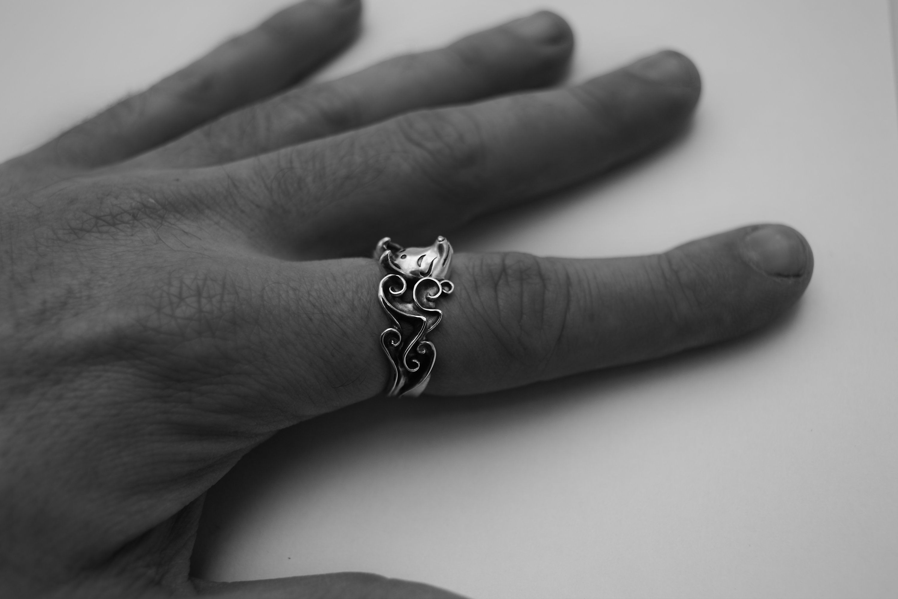 Kitsune Mask Ring Unisex Silver Ring - Etsy