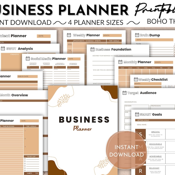 Editable Business Planner, Small Business Planner, Start up Planner, Business Startup, Business ...