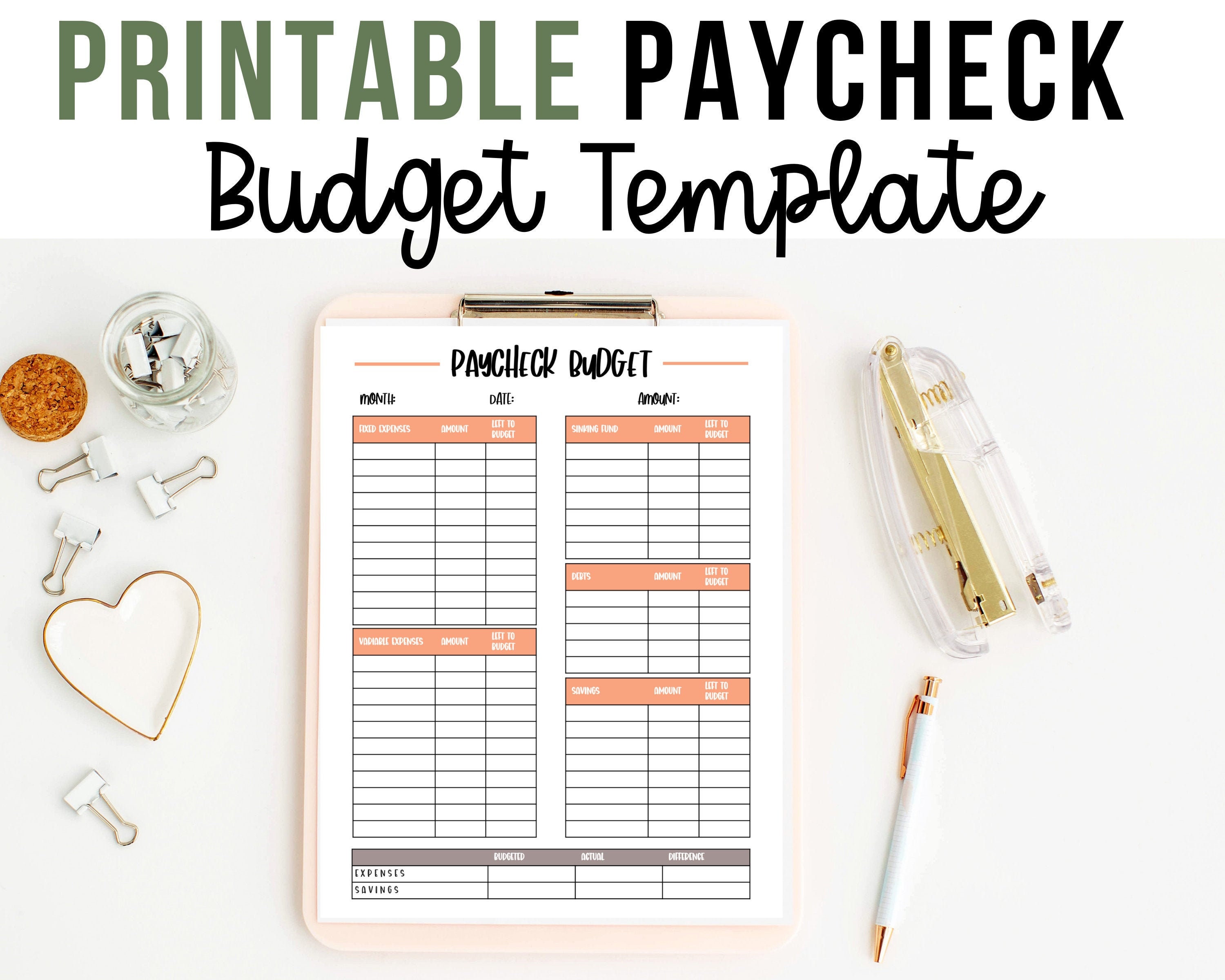 Paycheck Budget,paycheck Planner,budget by Paycheck,irregular Income ...