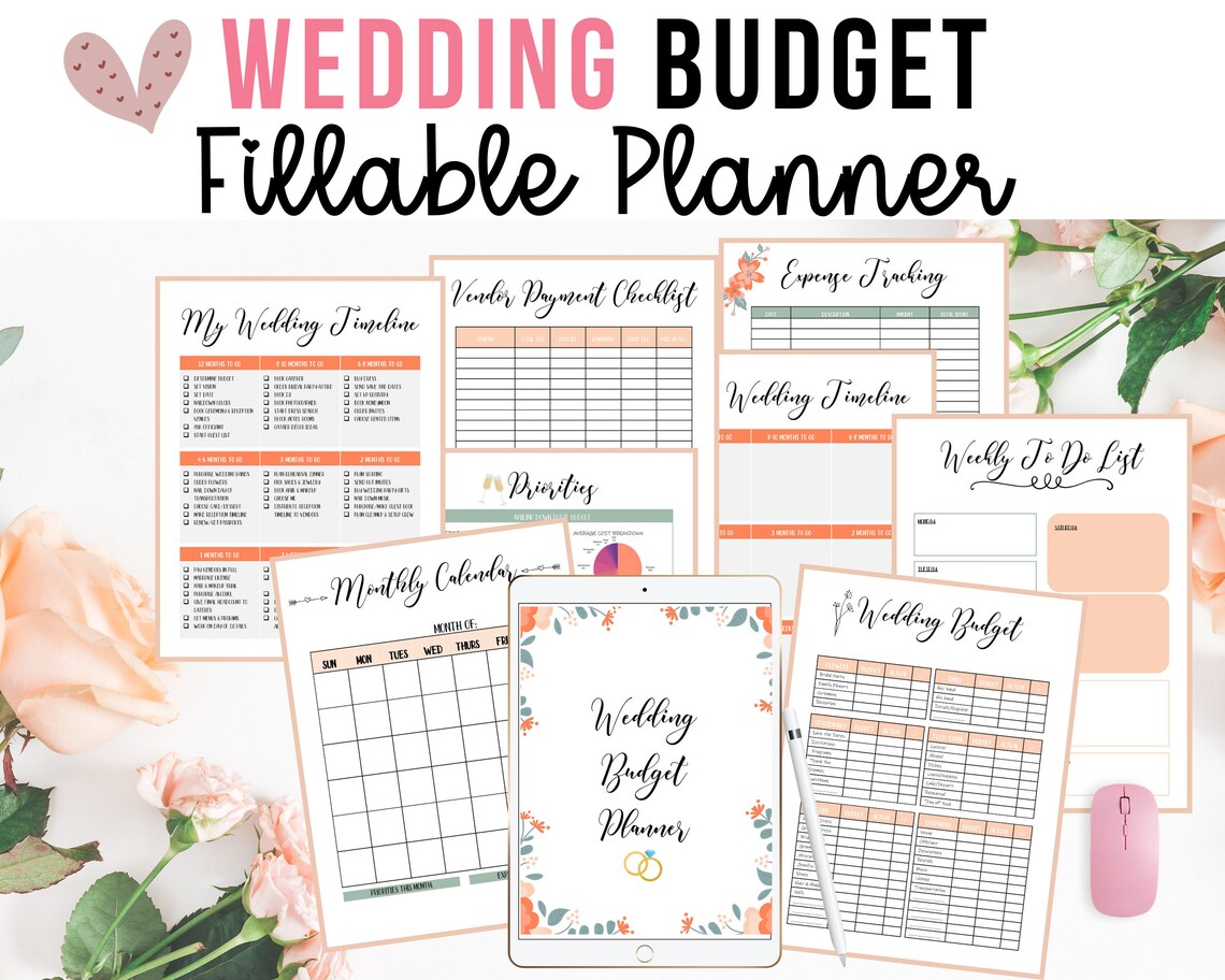 Editable PDF Wedding Budget Planner Wedding Planner | Etsy