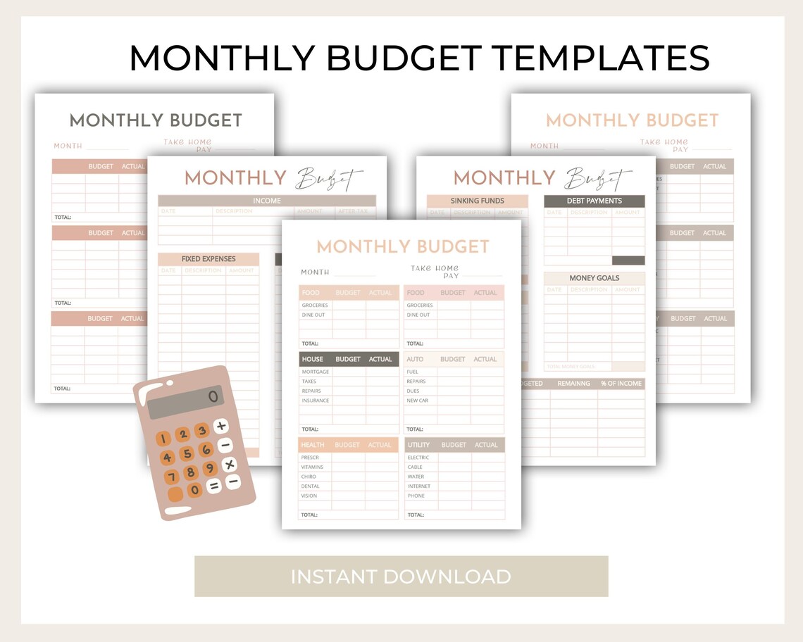 Peach Financial Planner Digital, Finance Binder, Finance Template ...