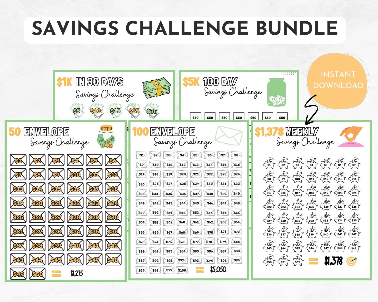 Savings Challenge Printable Savings Challenge Bundle Savings Challenge ...