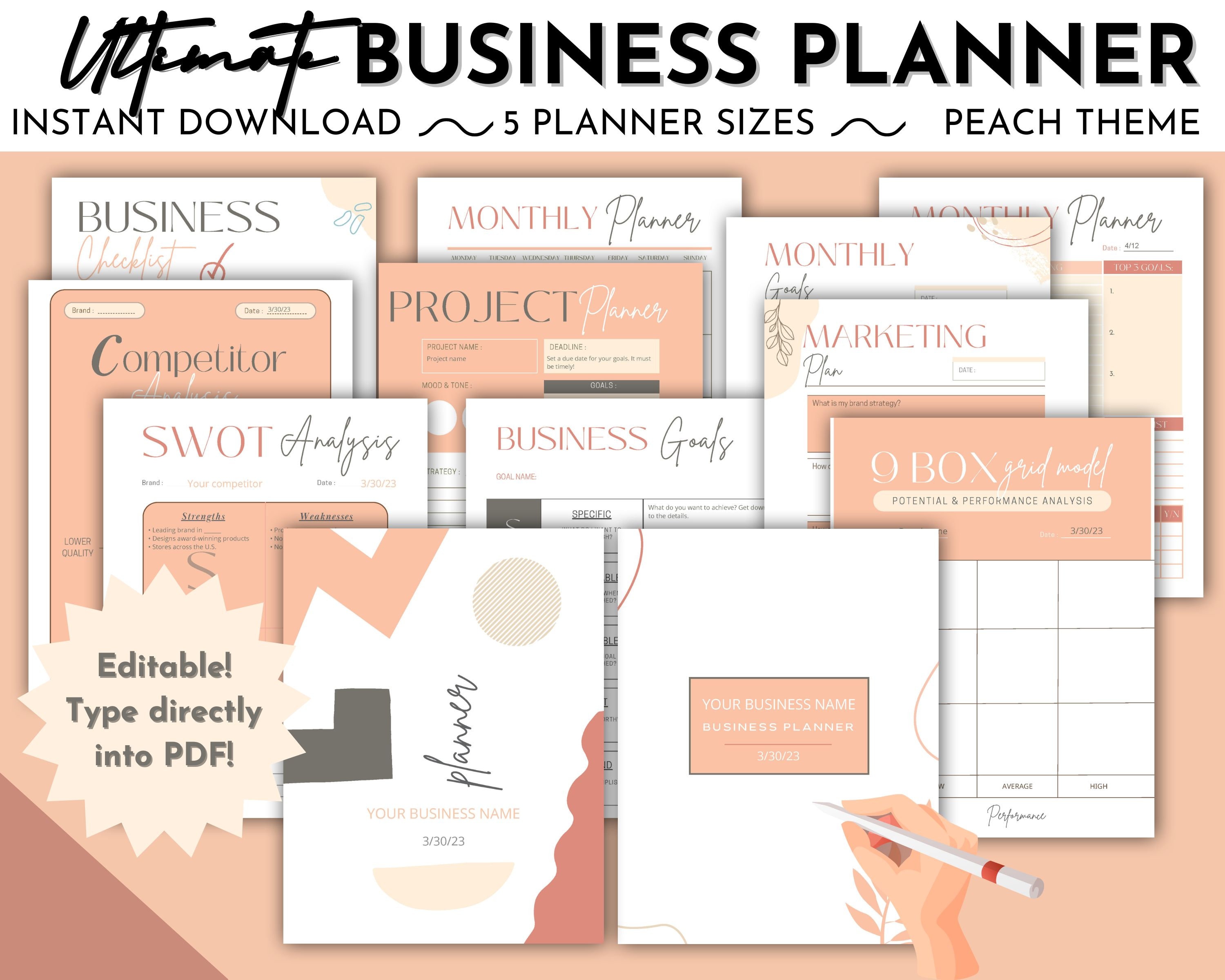 Editable Business Planner, Small Business Planner, Start up Planner ...