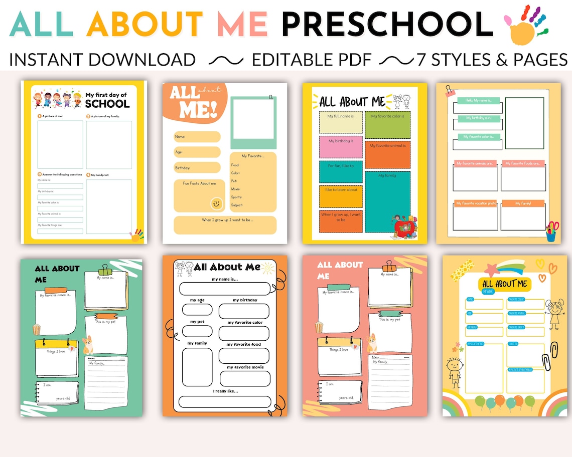All About Me Preschool Hello Preschool Preschool Binder All About Me ...