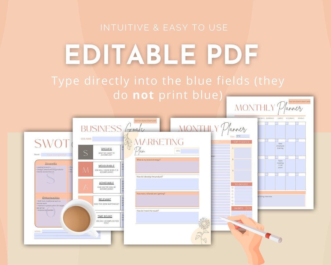 Editable Business Planner, Small Business Planner, Start up Planner ...