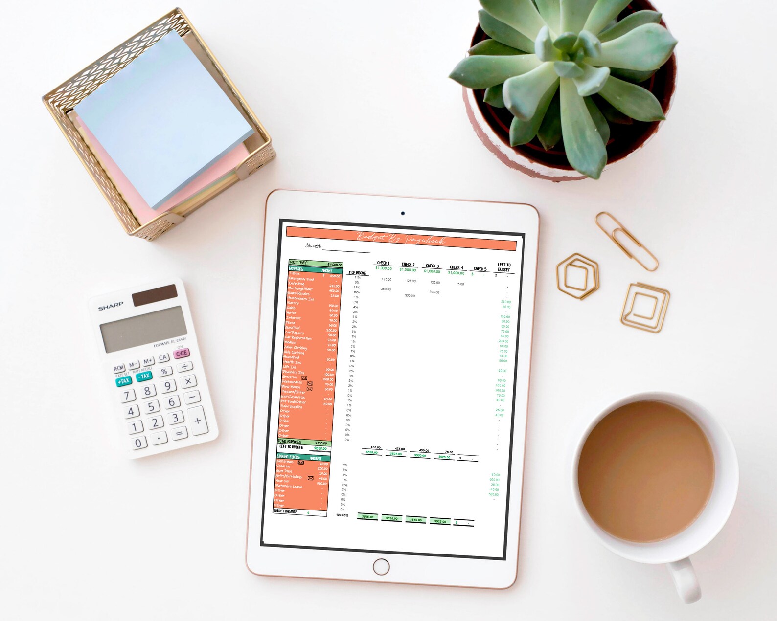 Excel Paycheck Budget Template,excel Gift, Finance Gift,budget by ...