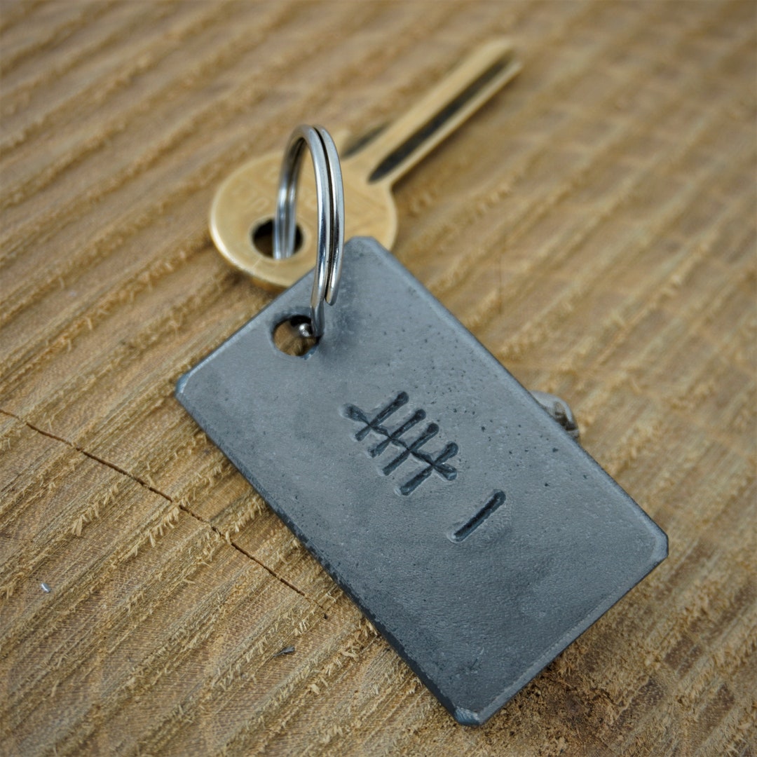 6 Tally Marks Iron Keyring 6th Anniversary Gift for Him Solid Iron Hand ...