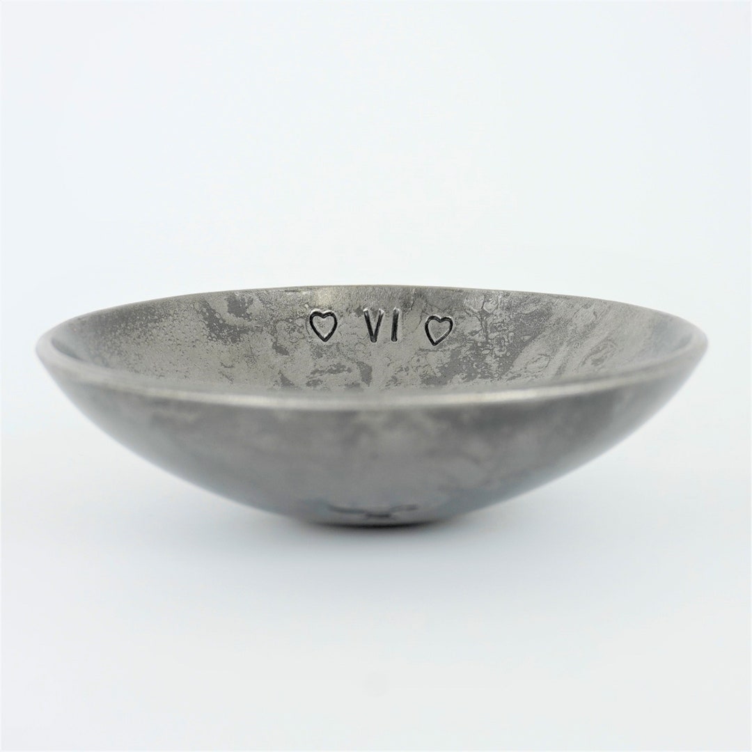 6th Anniversary Gift - Hand Made Iron Bowl - Roman Numerals - Metal ...