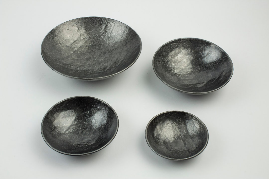 Set of 4 Steel Crosscut Bowls - Key Bowl - 11th Anniversary Gift - Ring ...