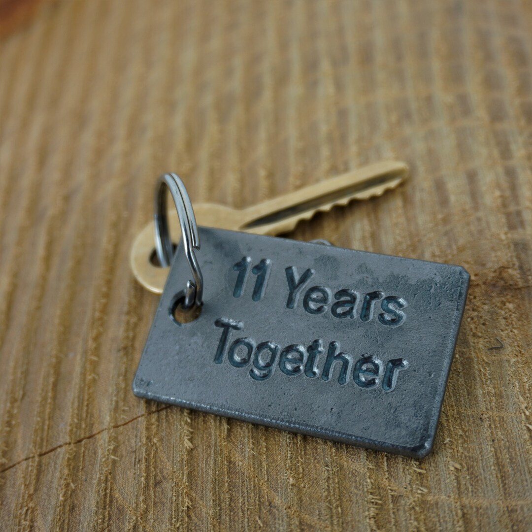 11 Years Together - Steel Key Ring - 11th Wedding Anniversary Gifts for ...
