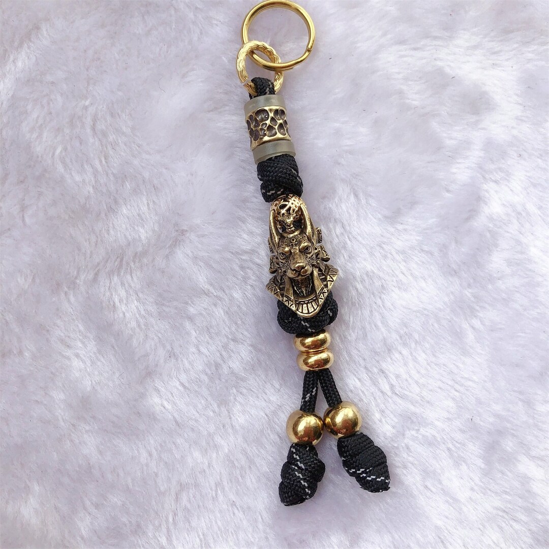 Anubis Lanyard Bead Keychain Braided Paracord Knife Bead Keychain ...