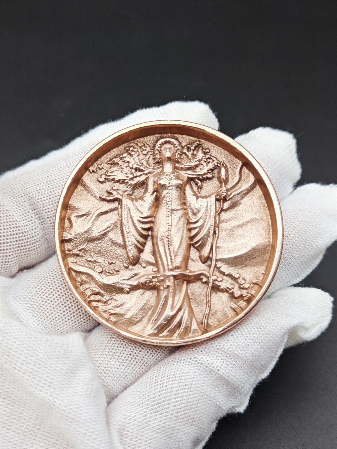 Virgin Mary Coin Duplex Worry Stone Relief Sculpture EDC Aeneous ...