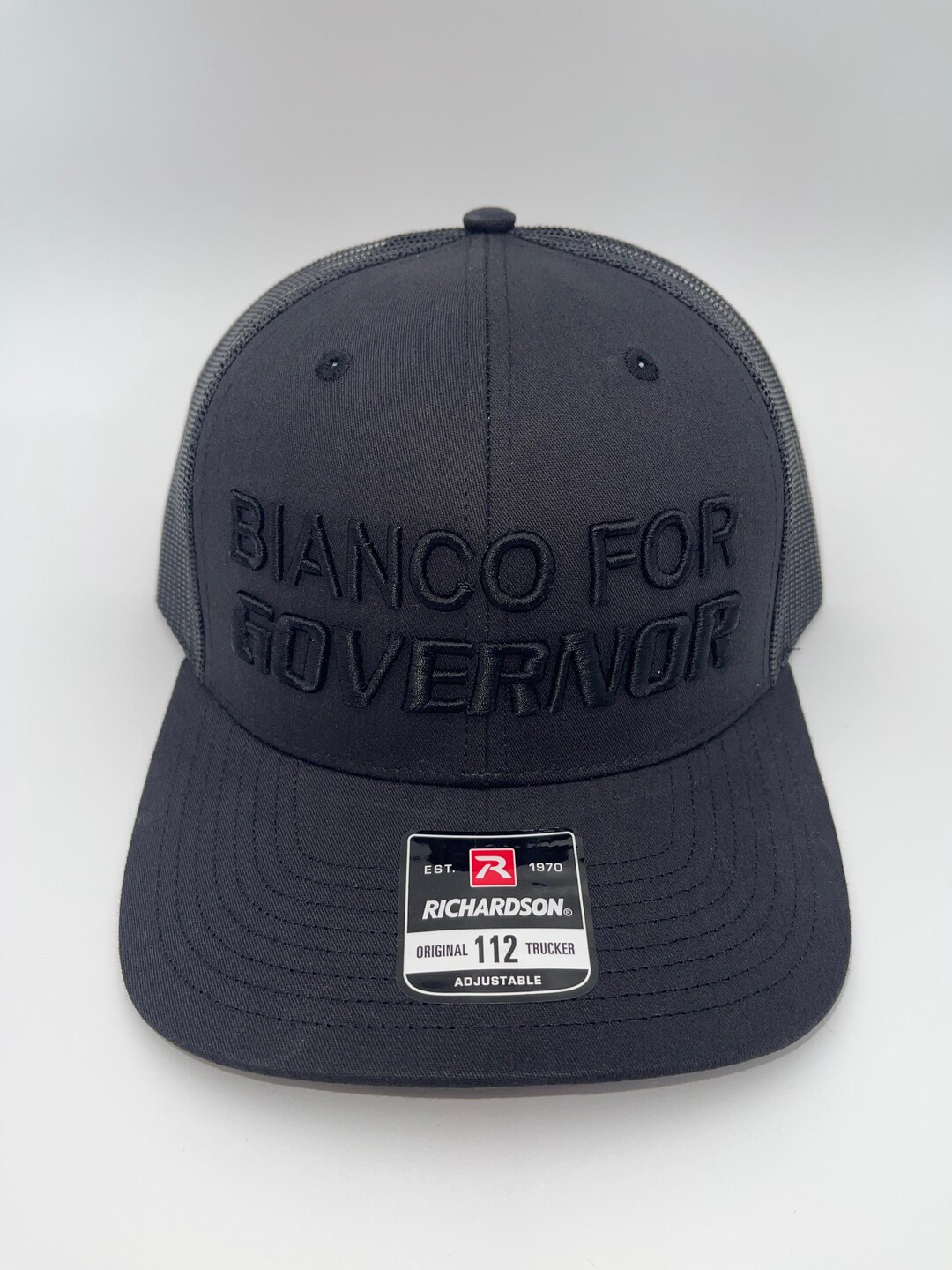Bianco for Governor Puff Embroidered Hat Black on Black - Etsy