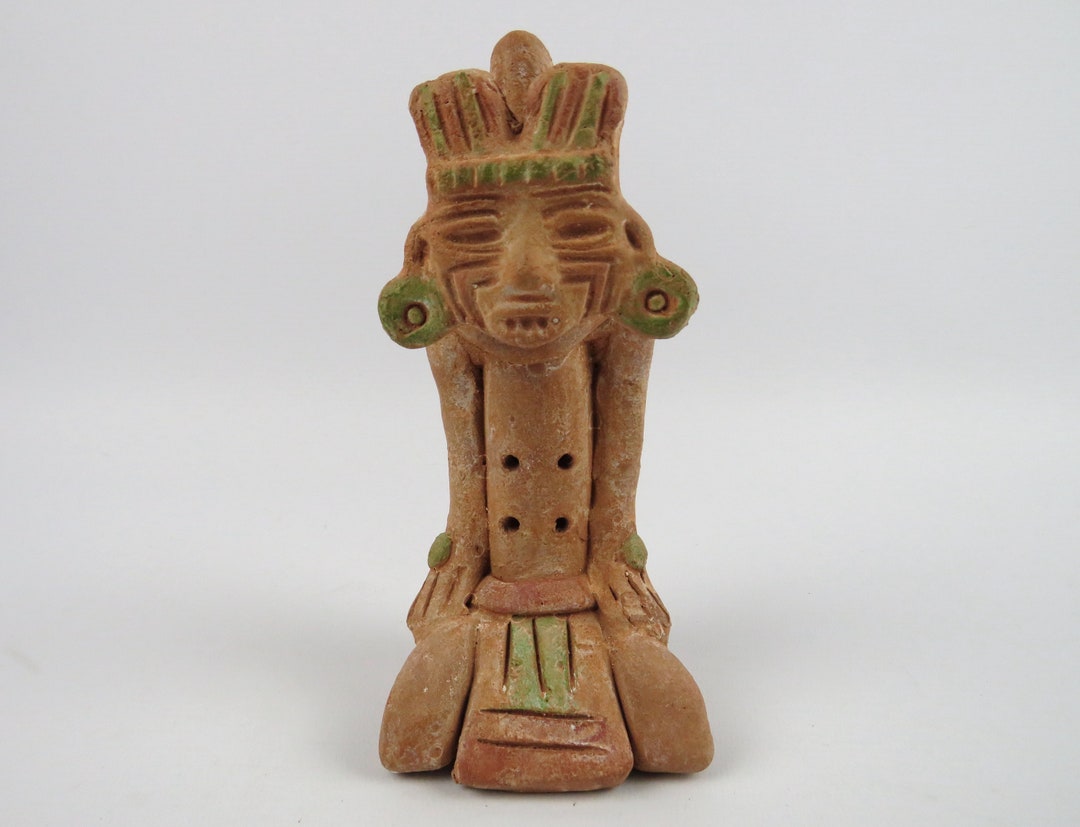Mexican Aztec Inca Clay Ocarina Whistle Figurine Pottery Pre - Etsy