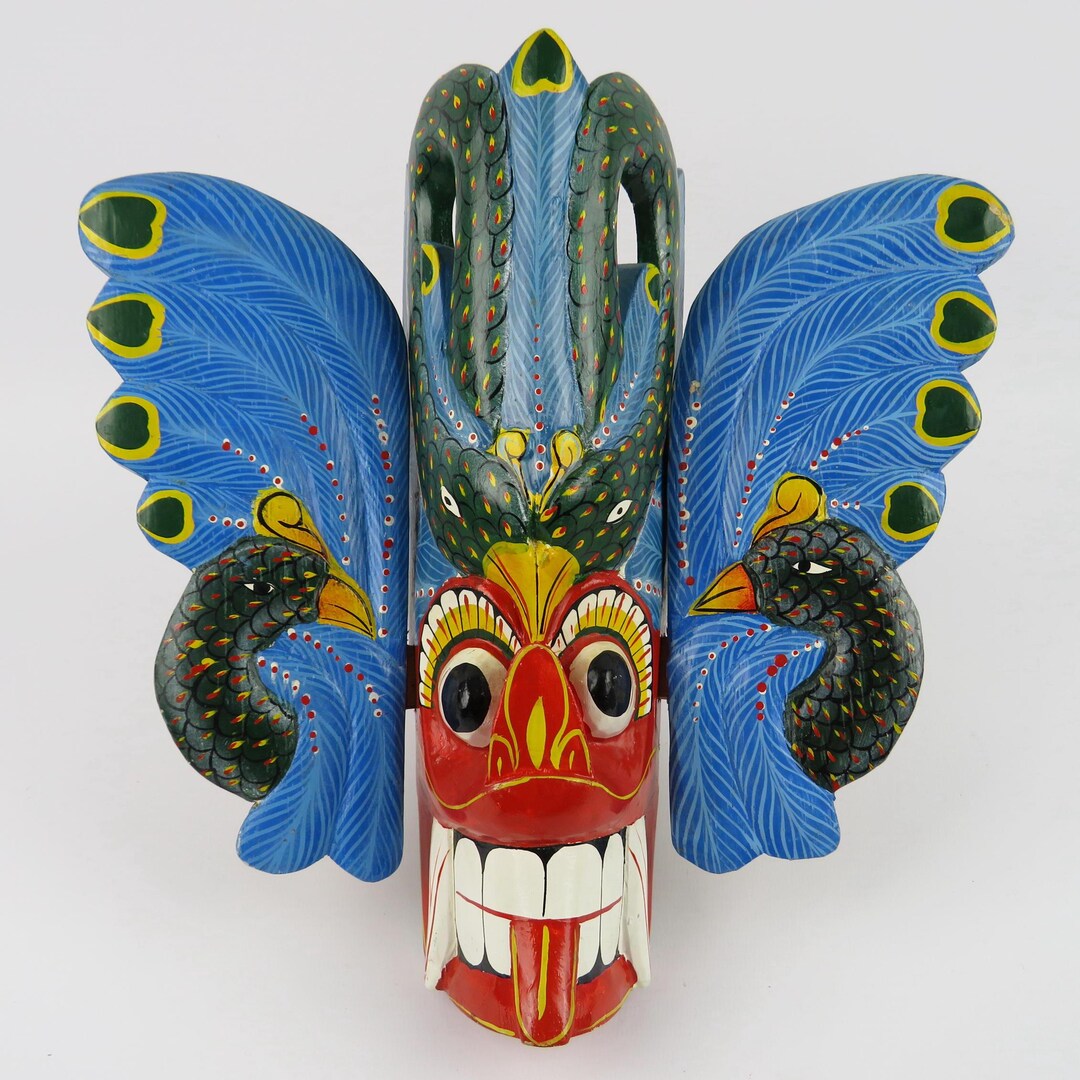 Sri Lankan Mayura Raksha Mask, Ceylon Devil Mask, Traditional Raksha ...