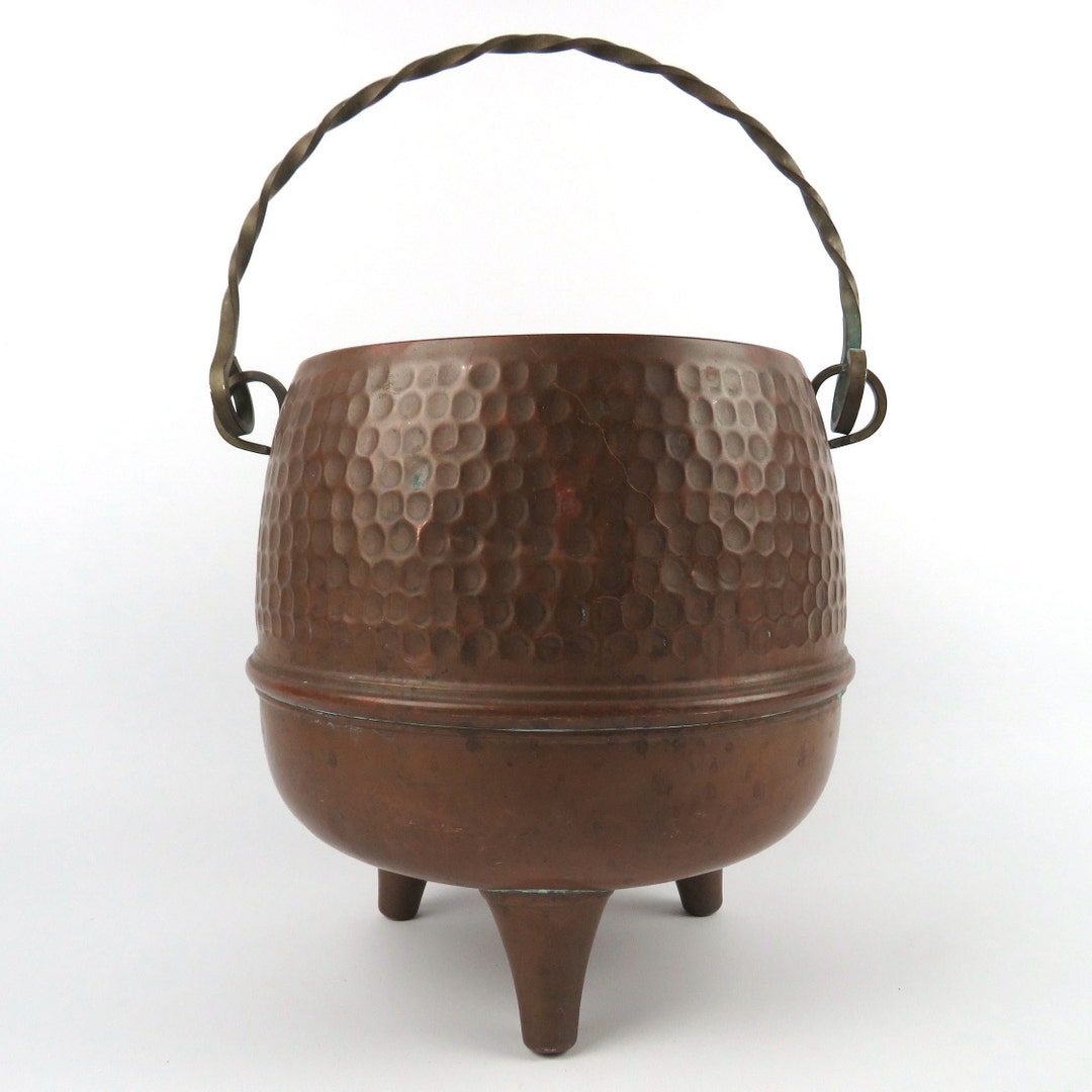Tripod Copper Cauldron, Villedieu Hammered Copper Cauldron, Traditional ...