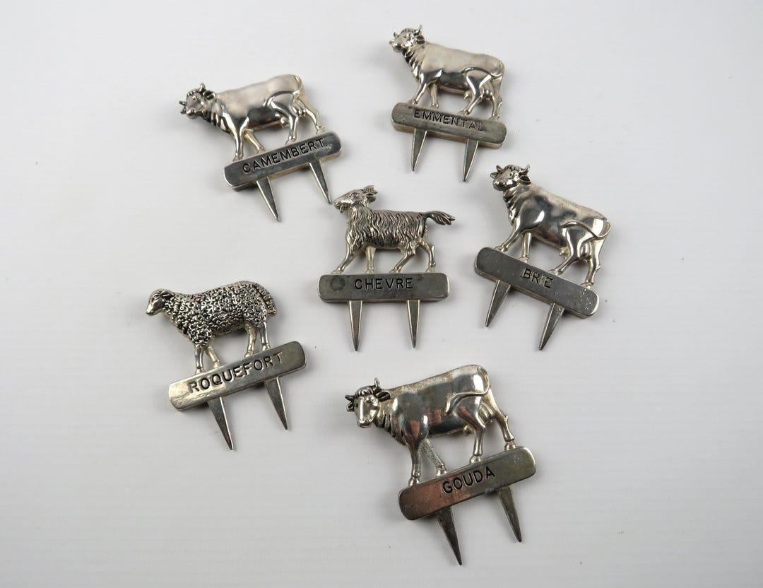 Set of 6 Vintage Silver-plated Cheese Picks, Decorative Cheese Platter ...