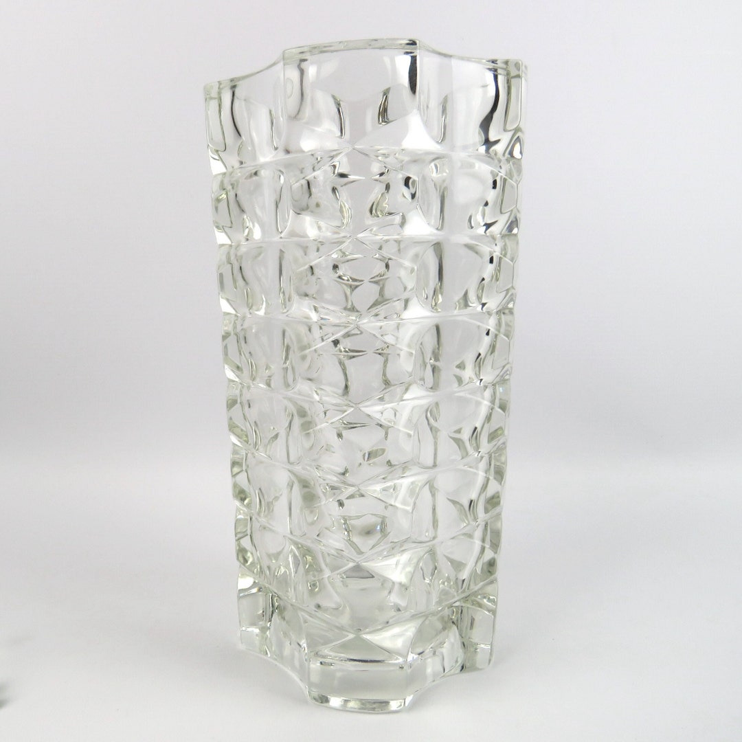 Large Cristal Glass Diamond Vase, Windsor Luminarc Column Glass Vase ...