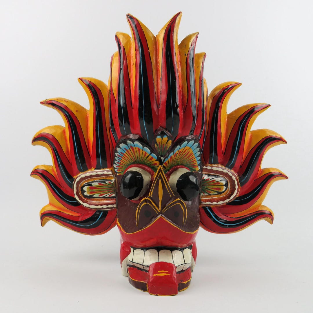 Sri Lankan Traditional Devil Mask, Gini Raksha Fire Devil Mask ...