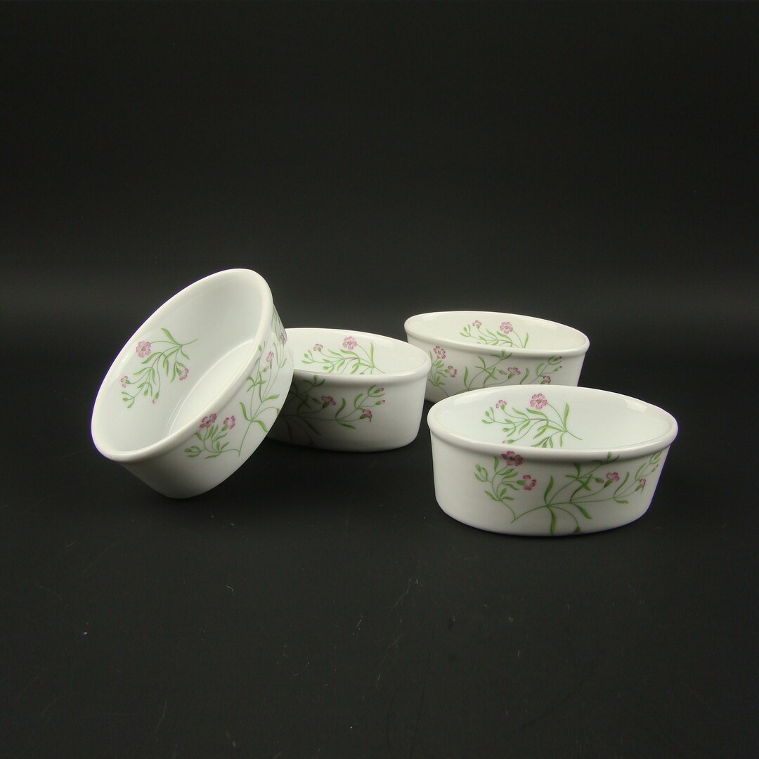 4 Hand-painted Limoges Porcelain Ramekins, Mini Souffle Dishes Oven ...