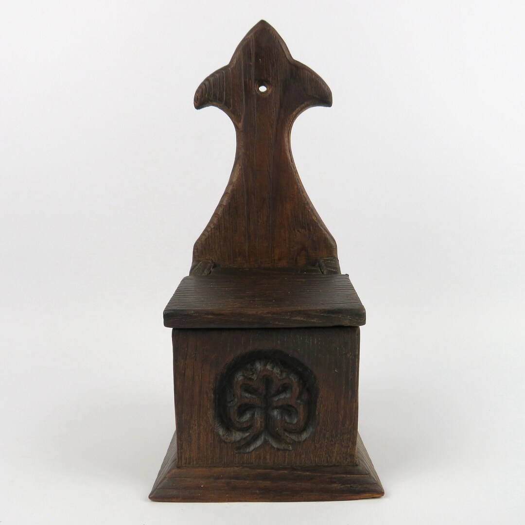 French Wooden Salt Box, Carved Wood Kitchen Salt Box, Wall Mounted Salt ...