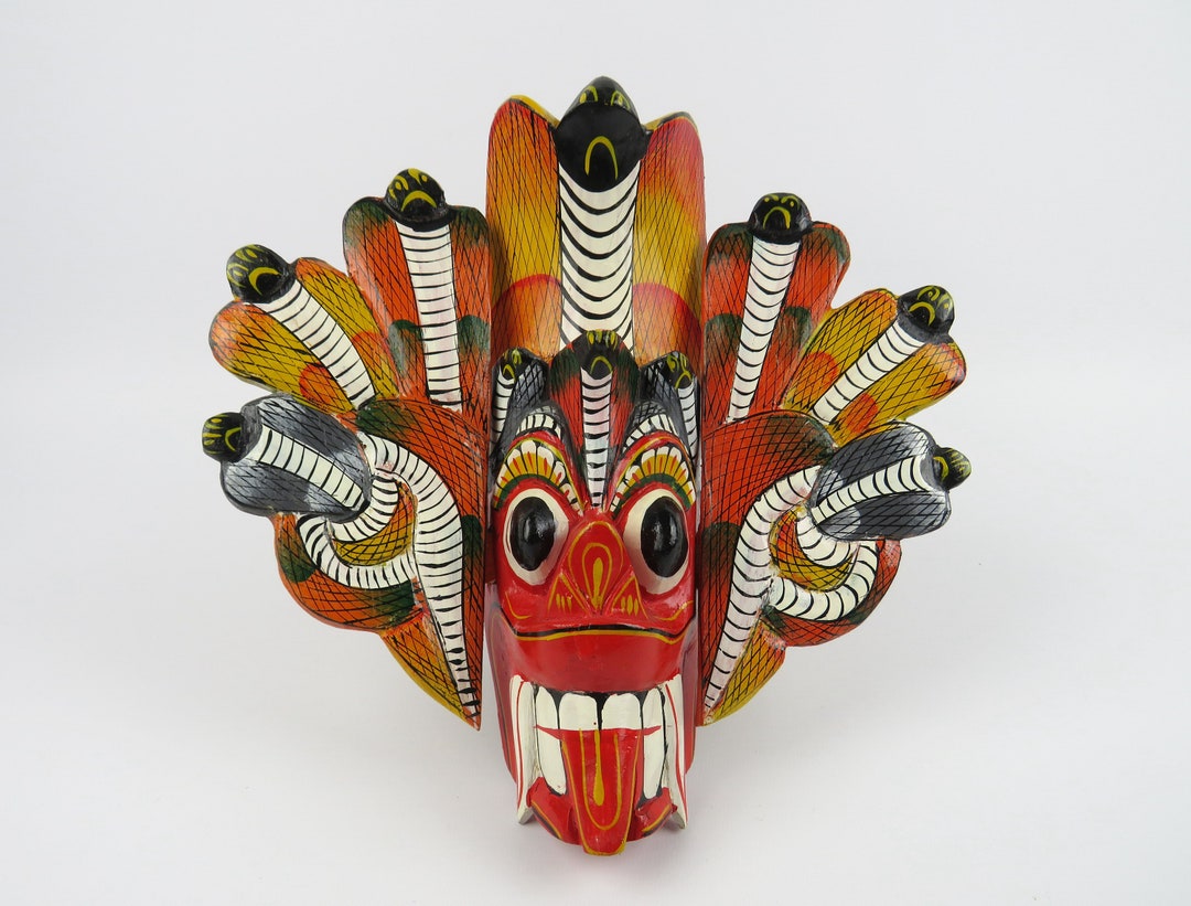 Sri Lankan Traditional Devil Mask Hand Carved Wooden Naga - Etsy