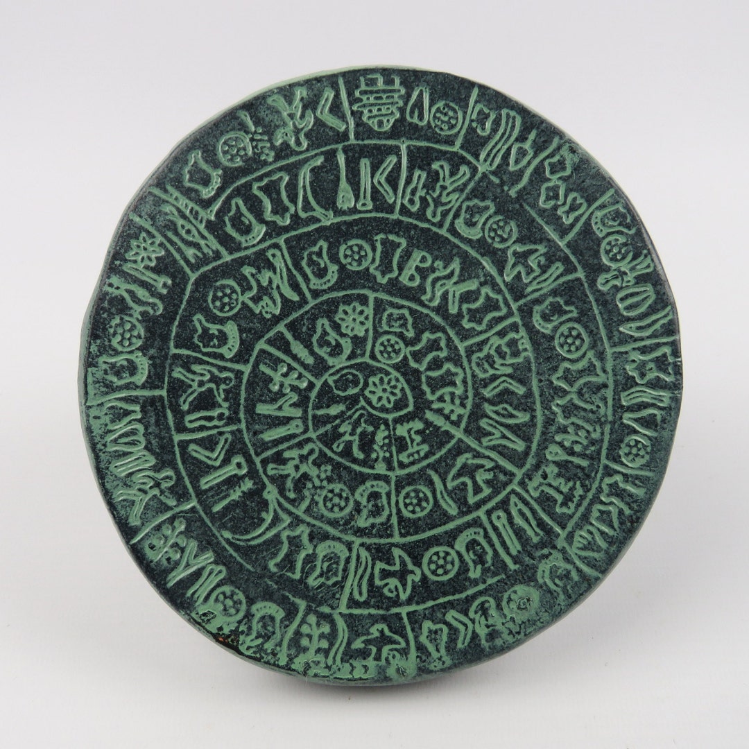 Clay Phaistos Disc, Hieroglyphic Artifact From Greece, Heraklion ...