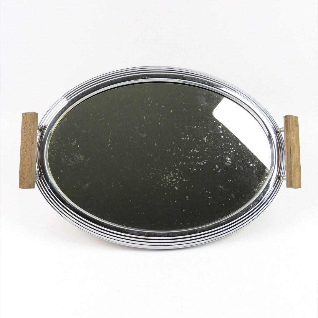 Art-deco Mirrored Tray, French Mirror Serving Tray, Mirrored Serving ...