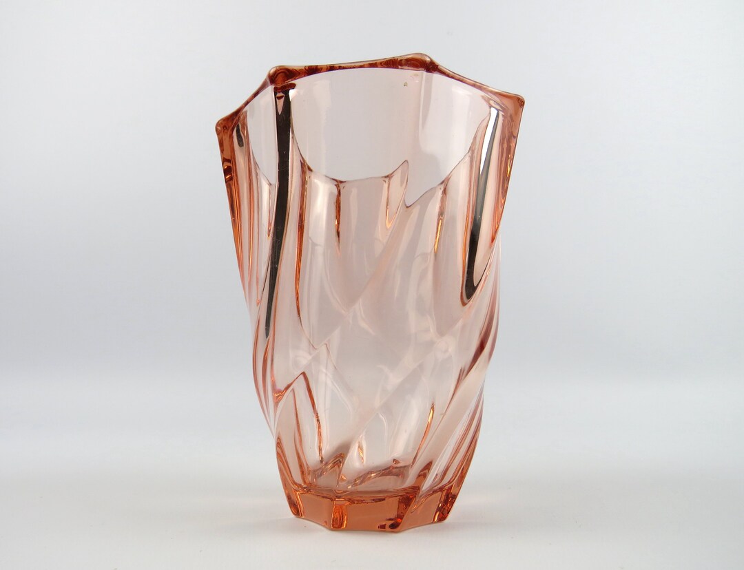 Art-deco Pink Glass Vase Swirling Blush Glass Vase Pink - Etsy