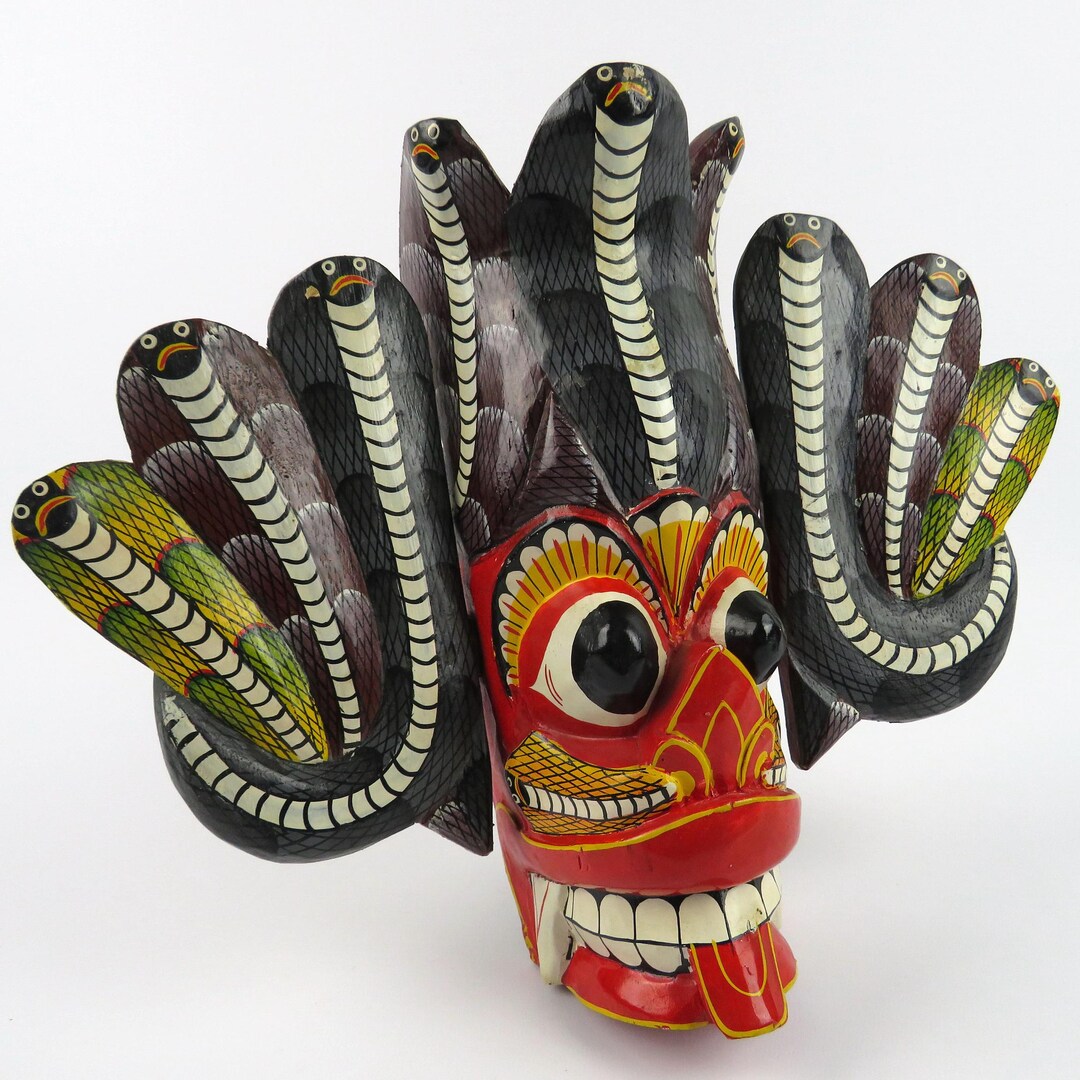 Sri Lankan Naga Raksha Mask, Ceylon Devil Mask, Traditional Raksha Wall ...