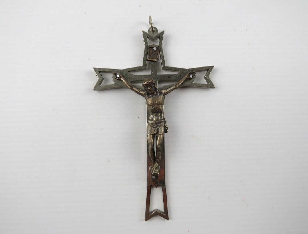 Italian Crucifix, Vintage Catholic Cross, Silver Metal Crucifix ...