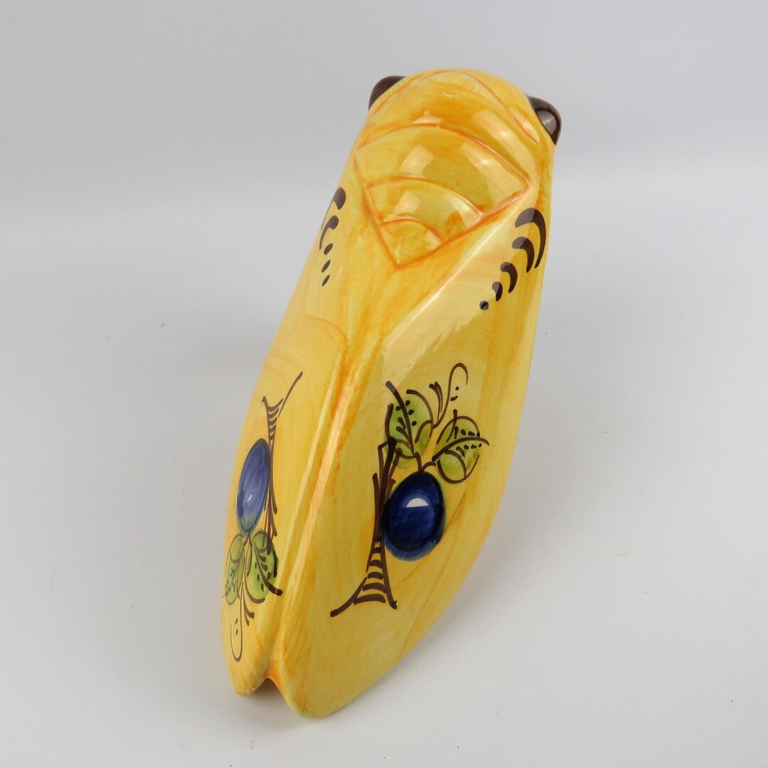 French Provencal Cicada Wall Vase, Hand-painted Pottery Cicada Wall ...