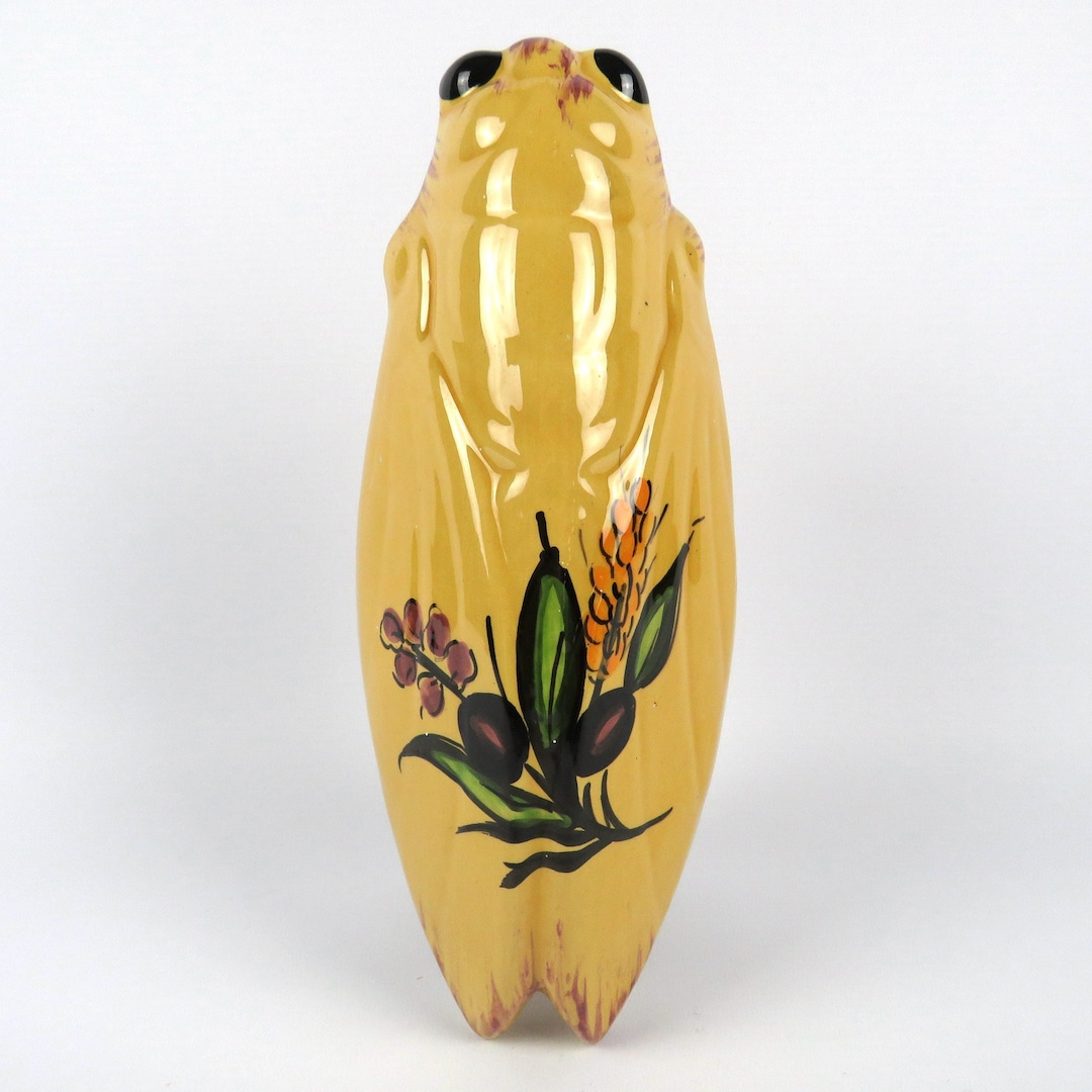 French Provencal Cicada Wall Vase, Hand-painted Pottery Cicada Wall ...