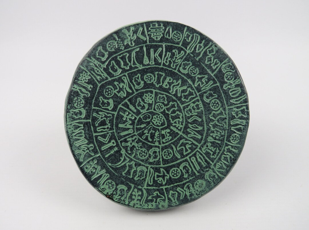 Clay Phaistos Disc, Hieroglyphic Artifact From Greece, Heraklion ...
