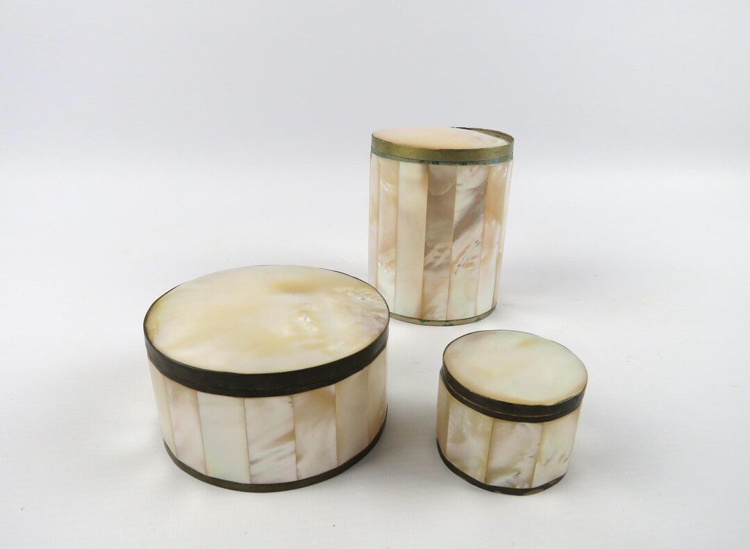Set of 3 Gunther Lambert 'burma' Mother-of-pearl Lidded Boxes, Shell ...