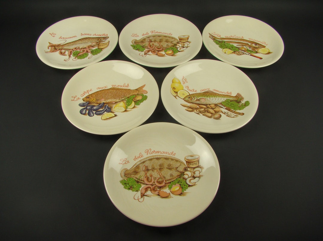 6 Porcelain Fish Plates Chantilly Porcelain Mismatched Fish - Etsy
