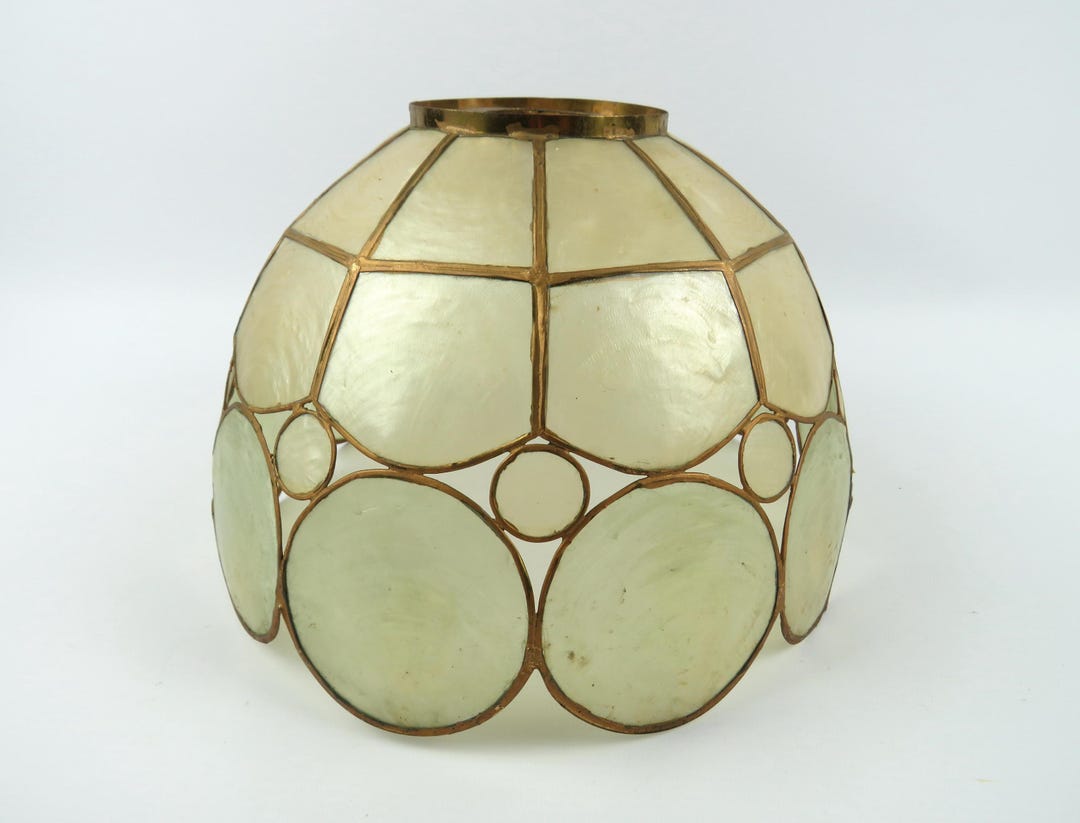 Vintage Mother-of-pearl Lampshade, Capiz Shell Light Shade, Ivory Shell Light Fixture, Wabi-sabi ...