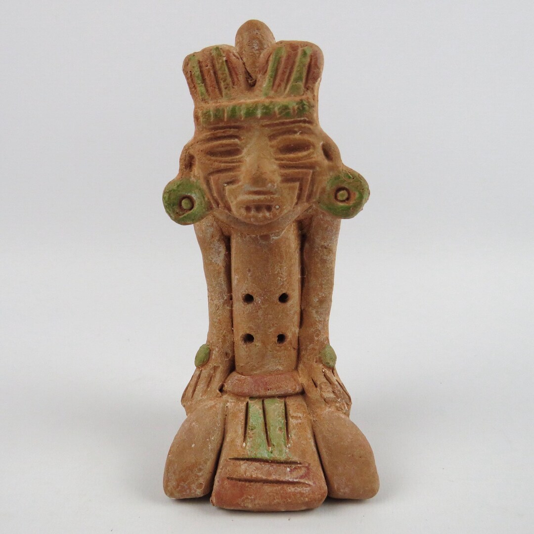 Mexican Aztec Inca Clay Ocarina Whistle Figurine Pottery, Pre Columbian ...
