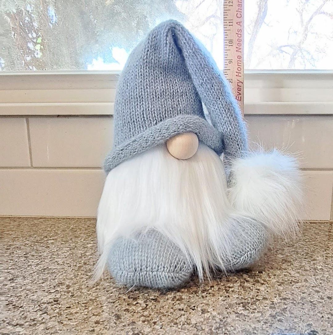 Bluish/grayish Mohair Slouchy Hat Plush Gnome With Shoes. Handmade ...