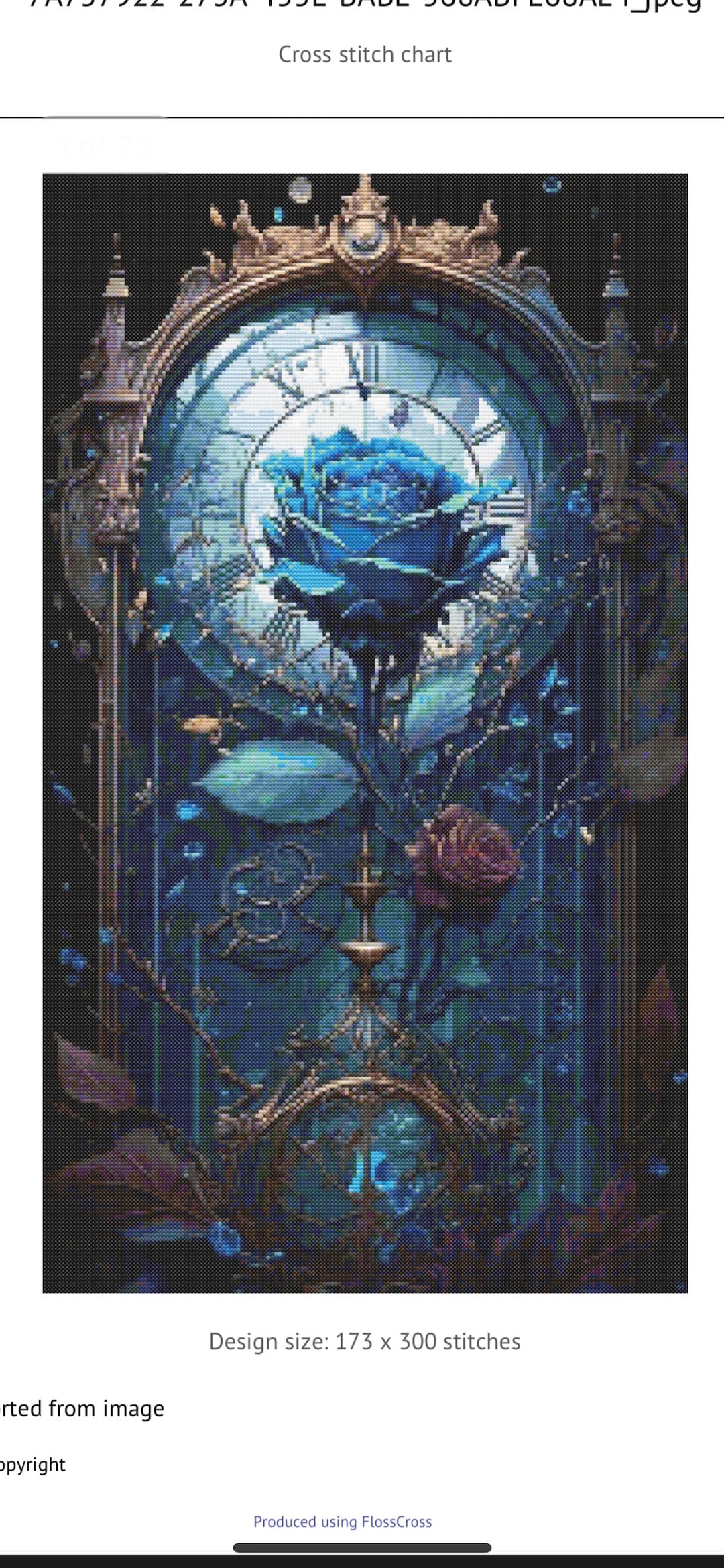 Blue Rose Cross Stitch Pattern - Etsy