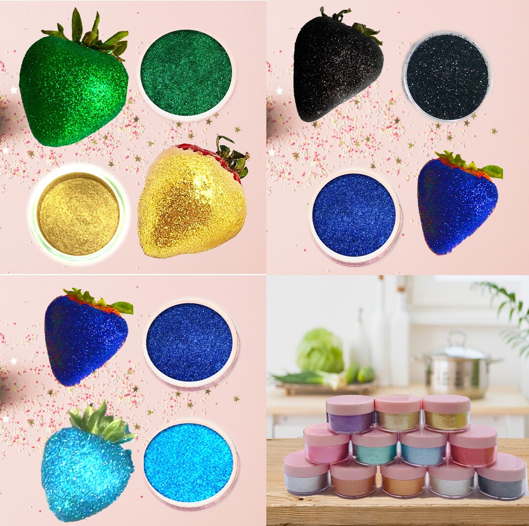 Edible Glitter for Cake Decoration 5gr Each, Use on Fondant, Strawberries, Champagne, Cupcakes ...