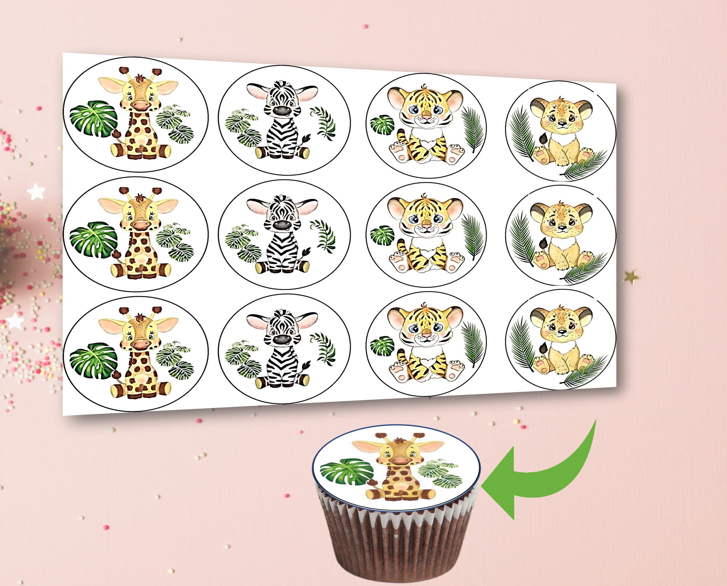 Safari Animals' Edible Cupcake Topper Edible Image/jungle - Etsy
