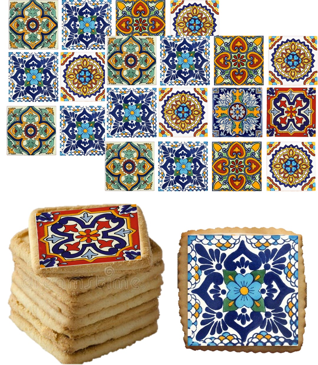 Talavera Mexican, Moroccan Tiles Edible Image for Cupcake, Chocolate ...