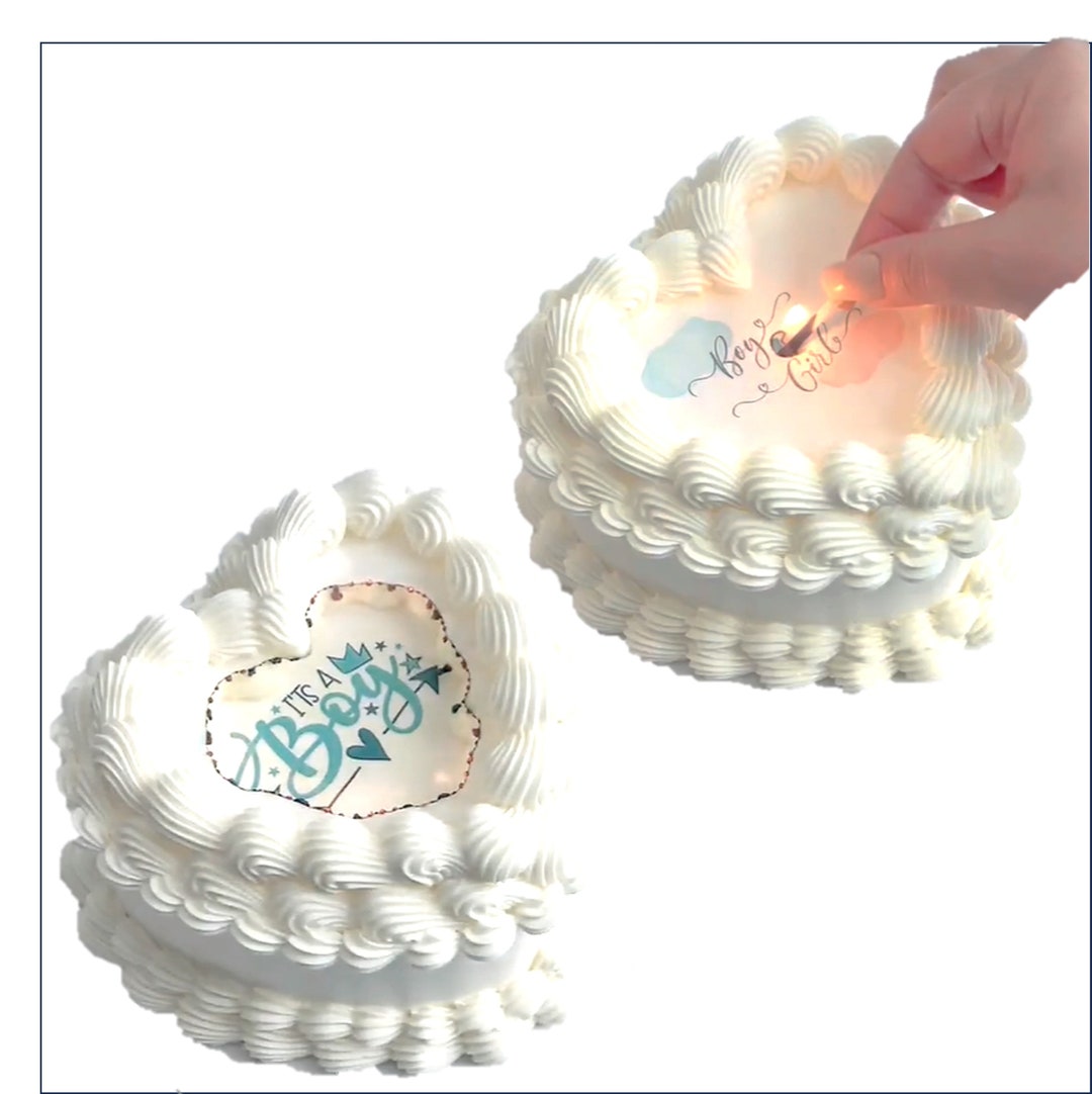 Burn Away Cake, Edible Images With Hidden Message, Gender Reveal ...