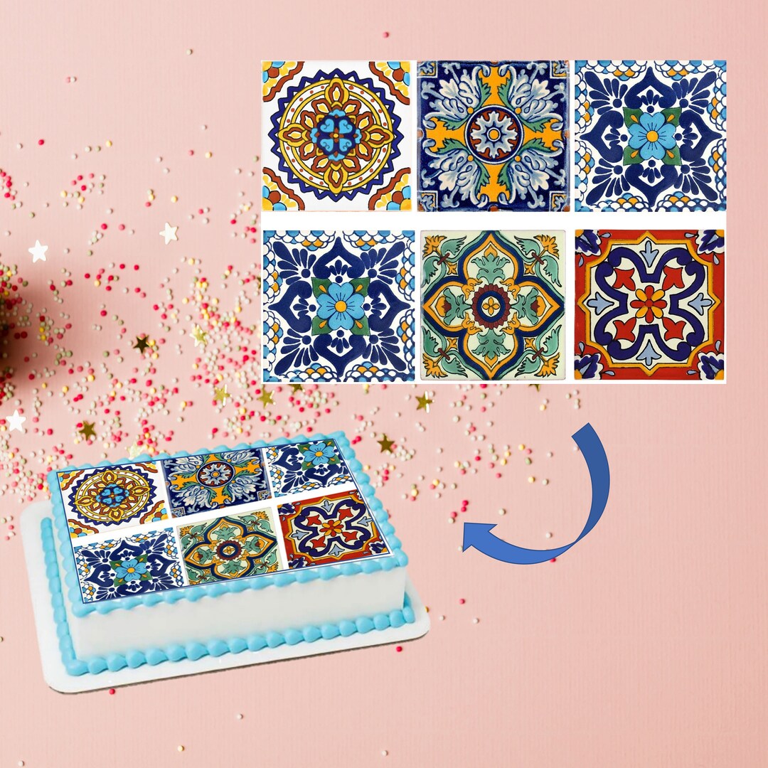 Mexican Moroccan Talavera Tiles Edible Image - Wedding Cake/fiesta ...