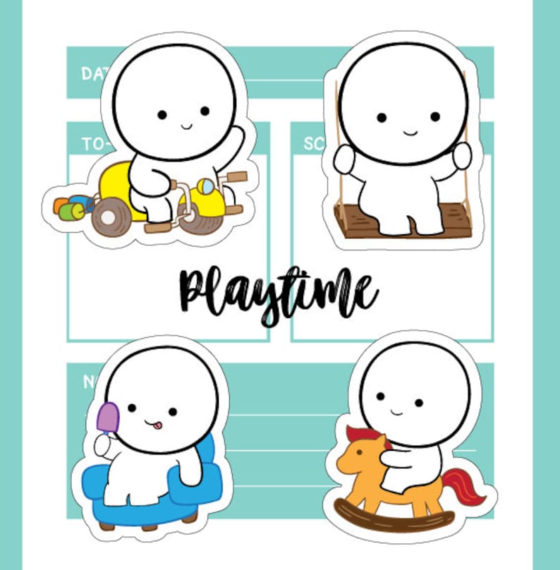 F003 Playtime Planner Stickers Hand-drawn Clip Art Instant Download PNG ...