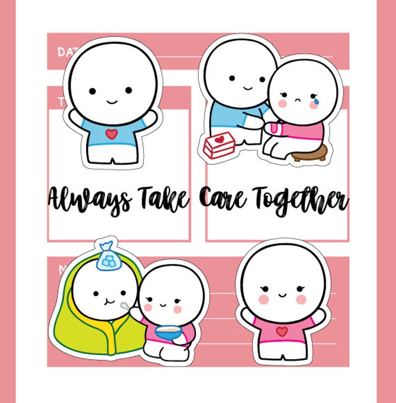 F061 Always Take Care Together Planner Stickers Hand-drawn Clip Art ...