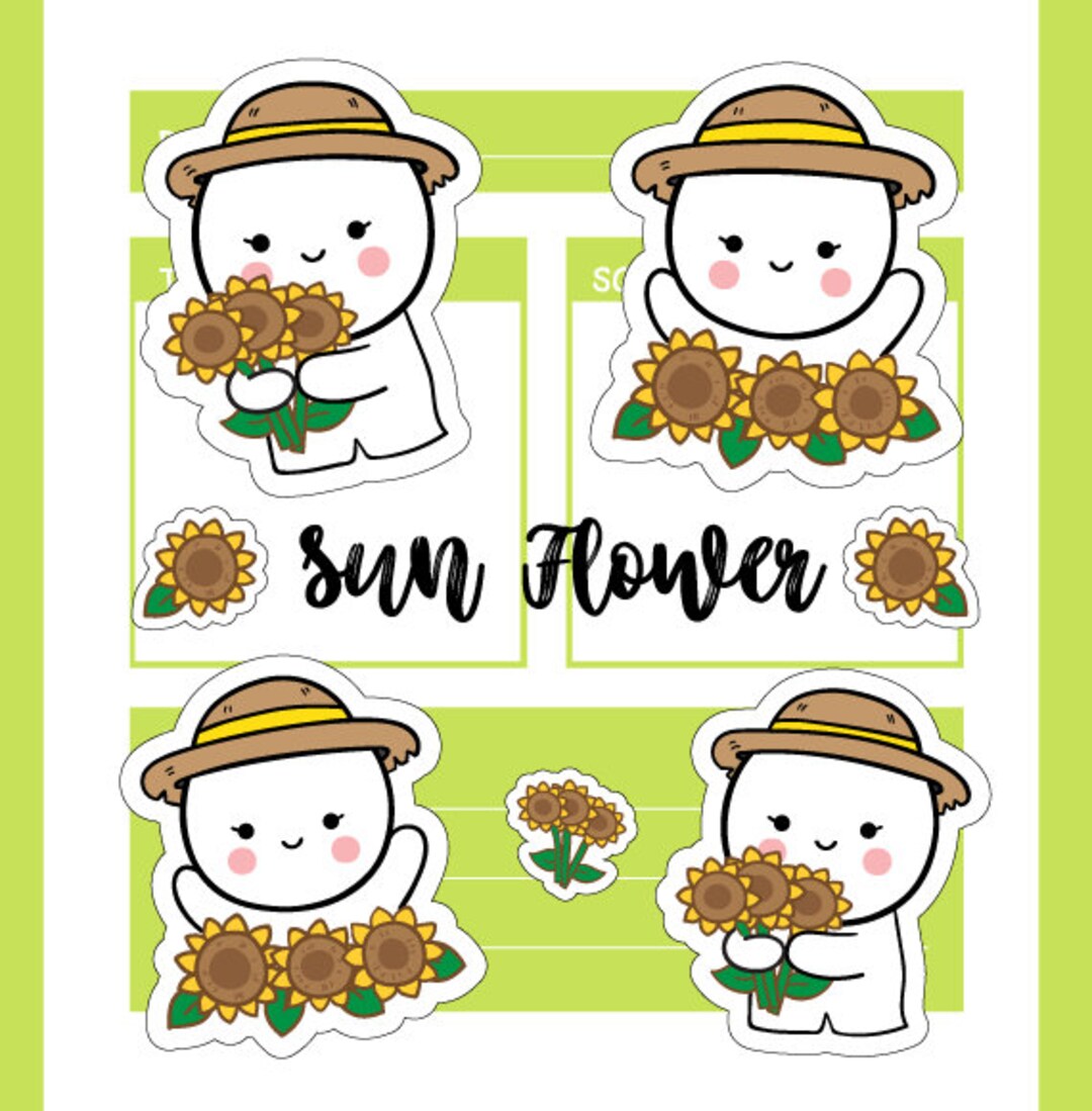 F007 Sun Flower Gardening Planner Stickers Hand-drawn Clip - Etsy