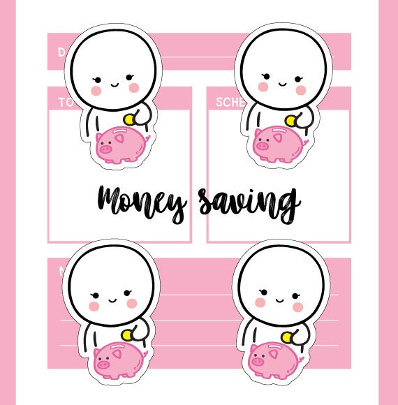 F032 Money Saving Planner Stickers Hand-Drawn Clip art Instant Download ...